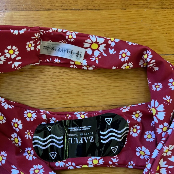 Zaful | Swim | Nwt Zaful Red Floral Bikini Size S | Poshmark